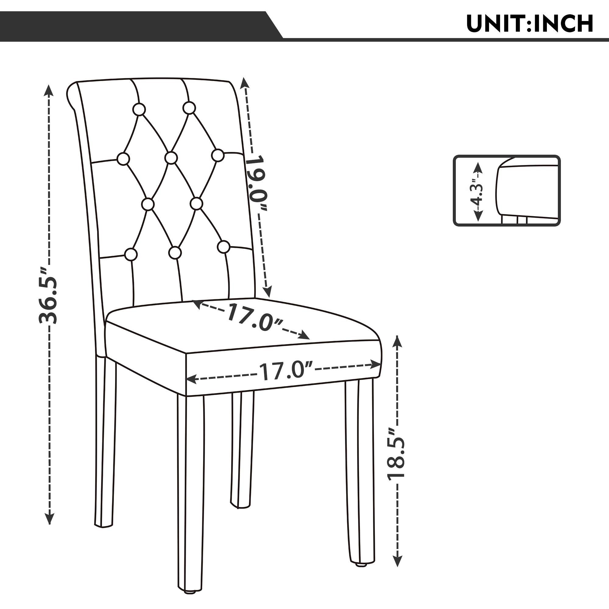 LSSBOUGHT Button-Tufted Dining Chairs Set of 4, Kitchen Chairs with Solid Wood Legs, Parsons Fabric Dinning Room Chairs with High Back, Padded Armless Side Chair for Kitchen Dining Room, (4pcs,Beige)