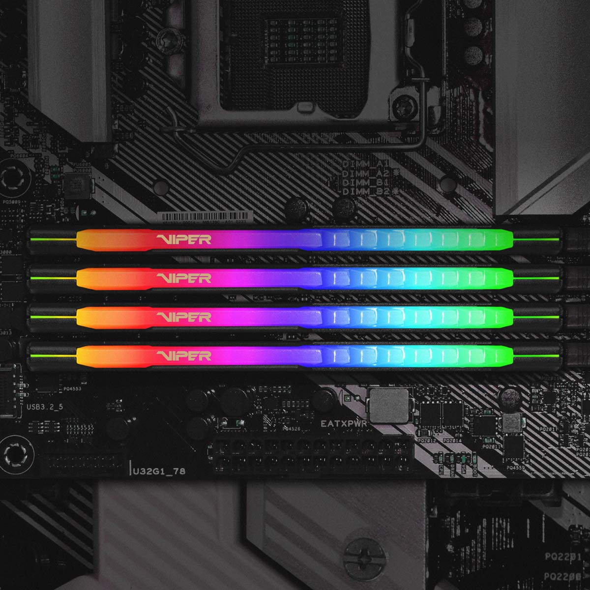 Patriot Viper Steel RGB DDR4 RAM 16GB (2X8GB) 3600MHz CL20 UDIMM Desktop Gaming Memory Kit - PVSR416G360C0K