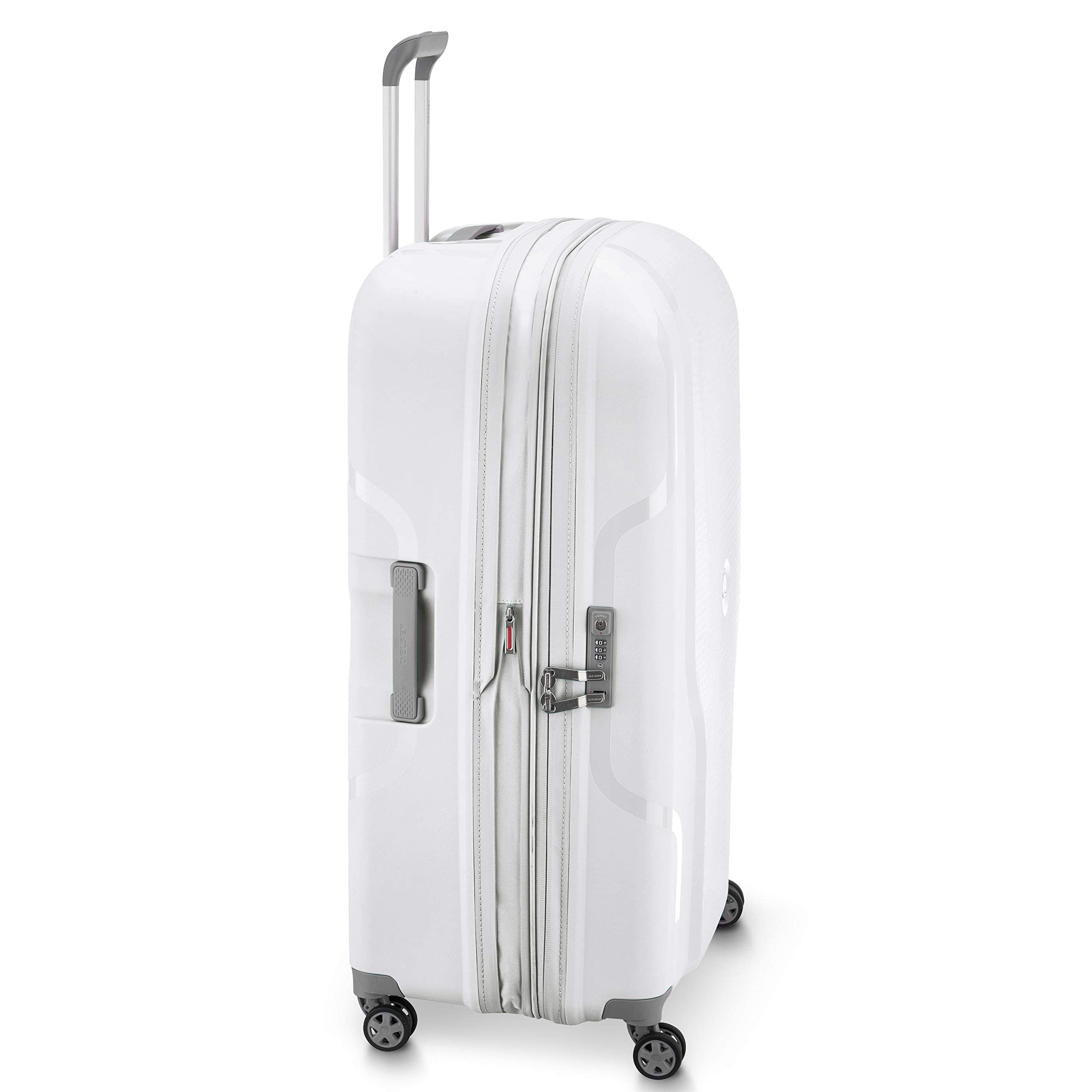 DELSEY Paris Clavel Hardside Expandable Luggage with Spinner Wheels, White, Checked-Large 30 Inch