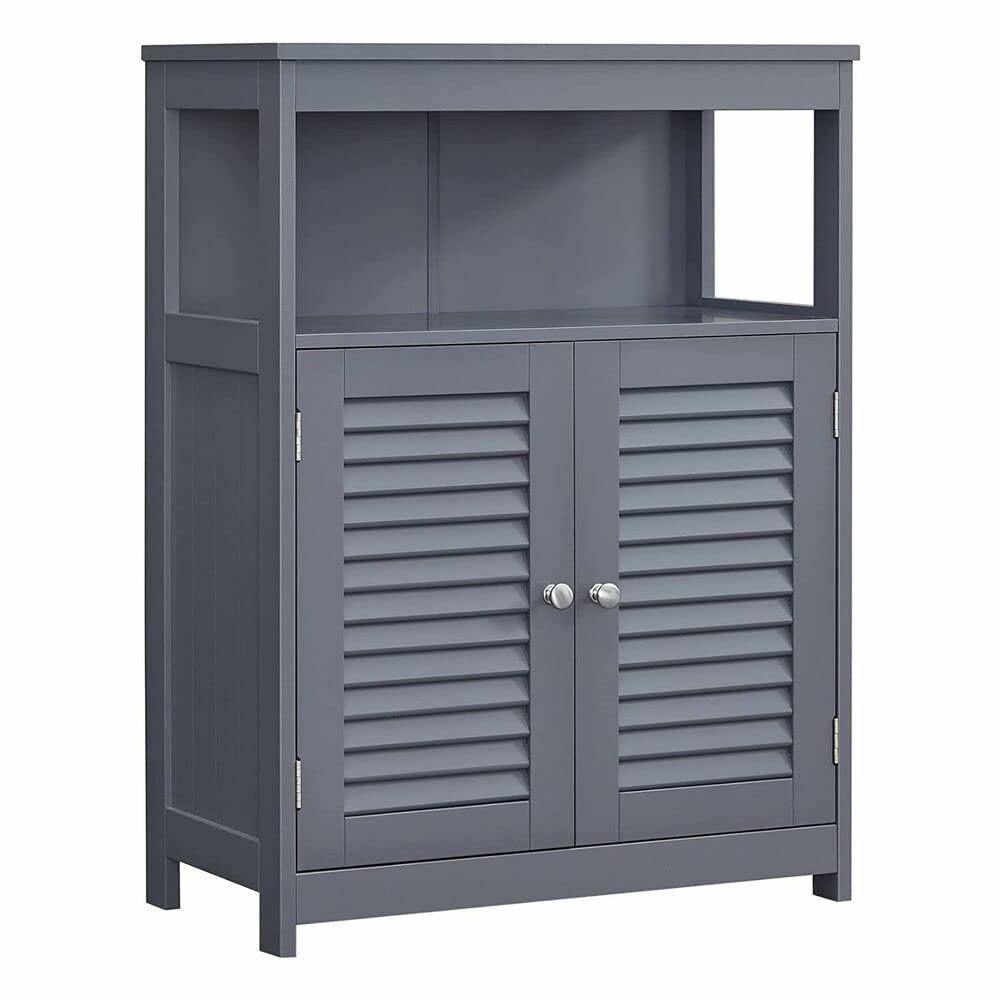 VASAGLE Bathroom Floor Cabinet, Bathroom Storage Cabinet, Freestanding, with Double Shutter Doors and Adjustable Shelf, for Bathroom, Living room, Entryway, Kitchen, Grey UBBC040G01