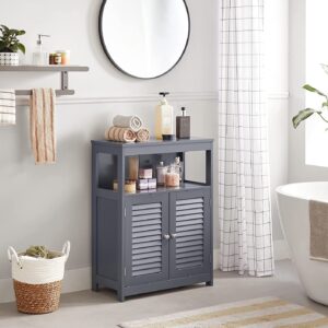 VASAGLE Bathroom Floor Cabinet, Bathroom Storage Cabinet, Freestanding, with Double Shutter Doors and Adjustable Shelf, for Bathroom, Living room, Entryway, Kitchen, Grey UBBC040G01