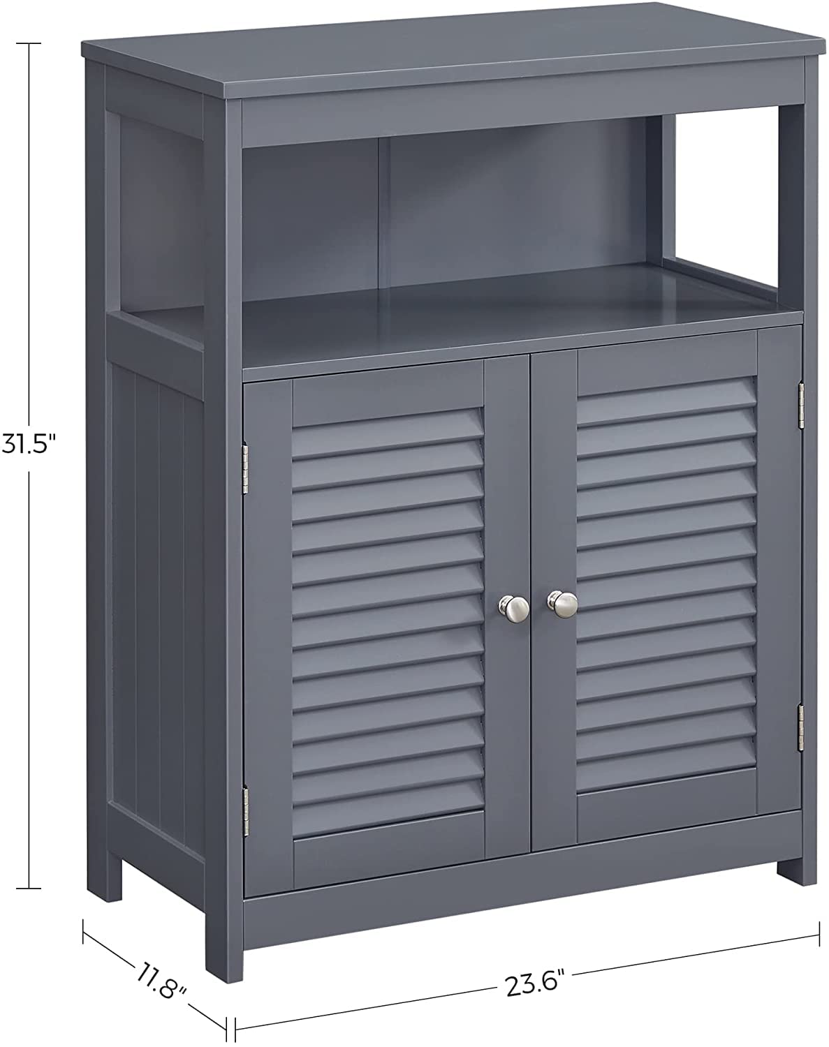 VASAGLE Bathroom Floor Cabinet, Bathroom Storage Cabinet, Freestanding, with Double Shutter Doors and Adjustable Shelf, for Bathroom, Living room, Entryway, Kitchen, Grey UBBC040G01