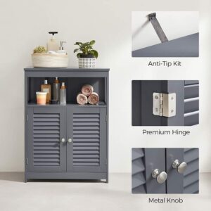 VASAGLE Bathroom Floor Cabinet, Bathroom Storage Cabinet, Freestanding, with Double Shutter Doors and Adjustable Shelf, for Bathroom, Living room, Entryway, Kitchen, Grey UBBC040G01