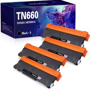 halofox compatible toner cartridge replacement for brother tn660 tn-660 tn630 tn-630 for brother mfc-l2700dw mfc-l2740dw hl-l2300d hl-l2380dw hl-l2320d dcp-l2540dw printer (4 black, high yield)