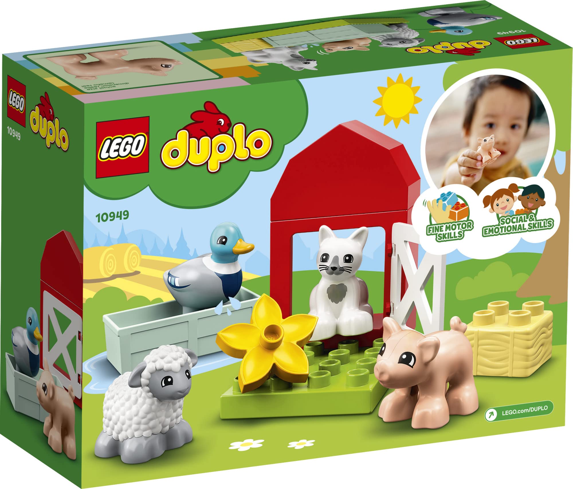 LEGO DUPLO Town Farm Animal Care 10949 Toy for Toddlers, Girls and Boys 2 Plus Years Old with Duck, Pig, Sheep & Cat Figures, Early Development Toys