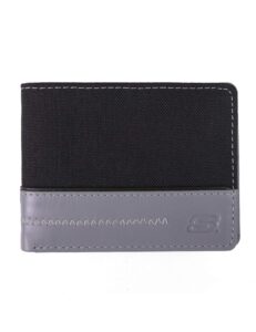 skechers men's slimfold canvas vegan leather rfid wallet, black zig zag, one size