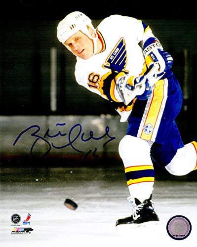 Brett Hull Signed St Louis Blues Slap Shot 8x10 Photo