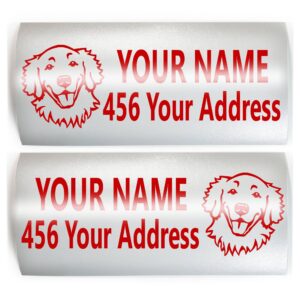 mailbox golden retriever dog set of 2 decals - add your custom address & color - vinyl decal sticker d