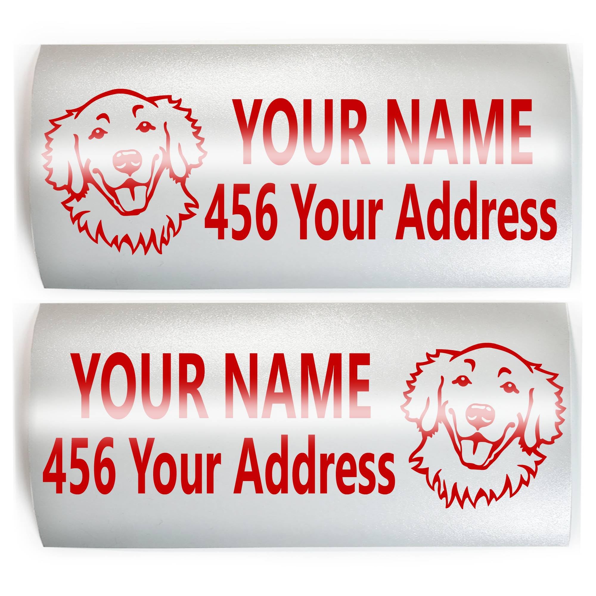 MAILBOX Golden Retriever Dog Set of 2 Decals - Add Your CUSTOM ADDRESS & COLOR - Vinyl Decal Sticker D