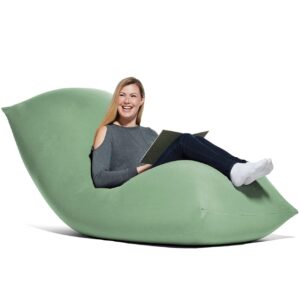 yogibo max 6 foot giant bean bag chair bed lounger for adults, kids and teens with filling, extra large, oversized, big, huge, plush, sensory beanbag couch sofa sack, washable cover, fern