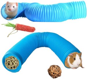 collapsible pet tunnel, 2 pcs hamster fun plastic tunnels, foldable hideaway exercising training tube toys for dwarf hamster, guinea pig, gerbil, mouse, rat and ferrets