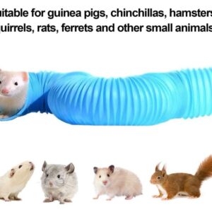 Collapsible Pet Tunnel, 2 PCS Hamster Fun Plastic Tunnels, Foldable Hideaway Exercising Training Tube Toys for Dwarf Hamster, Guinea Pig, Gerbil, Mouse, Rat and Ferrets