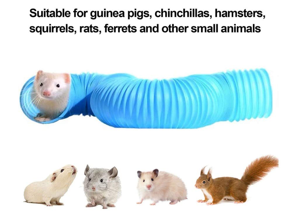 Collapsible Pet Tunnel, 2 PCS Hamster Fun Plastic Tunnels, Foldable Hideaway Exercising Training Tube Toys for Dwarf Hamster, Guinea Pig, Gerbil, Mouse, Rat and Ferrets