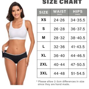 wirarpa Women's Cotton Underwear Mid Low Rise Full Briefs Breathable Ladies Regular Plus Size Panties Black 5 Pack Size 6