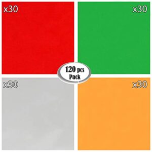 AnapoliZ Cellophane Sheets 120 pcs Pack | (12 x 12 inch) 4 Mix Colors 2.3 Mil | Translucent Holiday, Christmas Cello Sheets - Green, Red, Silver, Gold | Glossy Xmas Colors Sheets for Treats, Crafts