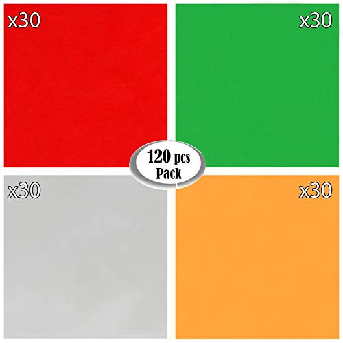 AnapoliZ Cellophane Sheets 120 pcs Pack | (12 x 12 inch) 4 Mix Colors 2.3 Mil | Translucent Holiday, Christmas Cello Sheets - Green, Red, Silver, Gold | Glossy Xmas Colors Sheets for Treats, Crafts