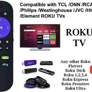 Universal Remote Compatible with Element ROKU TV with Netflix Hulu Vudu Sling