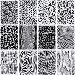 12 pieces leopard stencils animal print stencils snakeskin stencil cheetah print stencils reusable painting template leopard stencil for bleaching shirts baking diy crafts wall (5.9 x 8.3 inch)