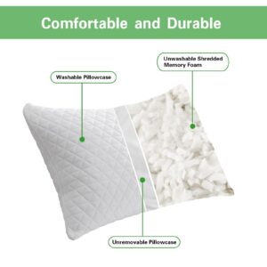 ASHOMELI Pillows Queen 2 Pack Shredded Memory Foam Pillows Cooling Adjustablefor Sleeping Good for Side and Back Sleeper with Washable Removable Cover