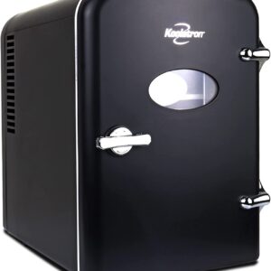 Koolatron Retro Portable Mini Fridge 4 Liter/6 Can AC/DC Thermoelectric Cooler for Skincare, Cosmetics, Medications, Dorm, Home, Room and Travel (Black)