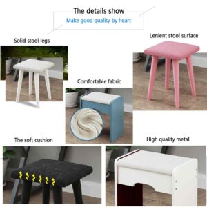 Wowdawn Dressing Stool,Cotton and Linen Material,Solid Wood Legs,Simple Home Chair, Bedroom Dressing Table Small Stool, Makeup Stool,Bearing 100kg