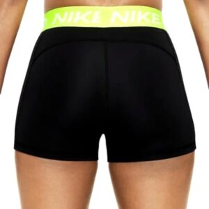 Nike Womens Pro 3" Shorts (Black/Volt/White, Medium)