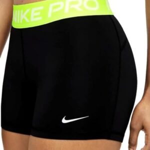 Nike Womens Pro 3" Shorts (Black/Volt/White, Medium)