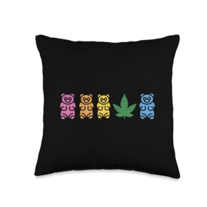 cbd gummies cute weed cannabis hemp oil lover dealer gift throw pillow