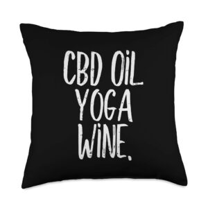 cbd oil yoga wine funny drinking workout hemp cannabis gift throw pillow