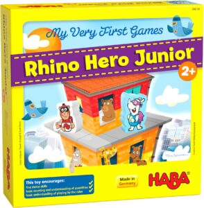 haba my very first games rhino hero junior - a cooperative stacking and matching game for 2 years and up