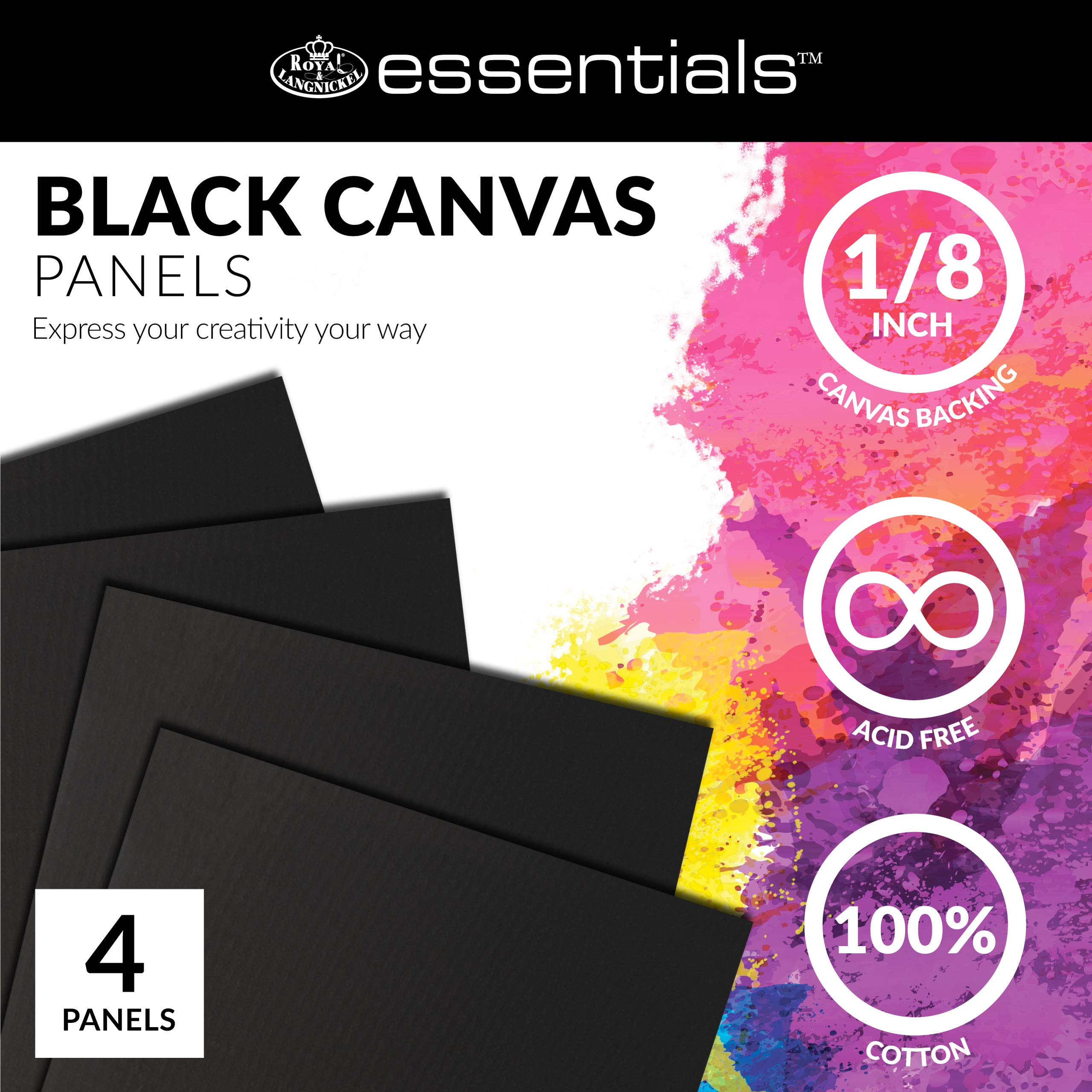 Royal & Langnickel Essentials 12x16 Black Triple Gessoed Canvas Panels Value Pack, for Oil and Acrylic Painting, 4 Pack