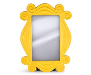 ukonic friends tv show yellow peephole frame door mirror | hanging mirror for entryway, living room, bedroom | authentic replica of friends door frame from monica geller's apartment | 15 x 11 inches