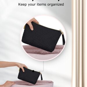 BAGSMART Small Cosmetic Bag, Elegant Roomy Makeup Bags,Great Gifts for Women,Travel Waterproof Toiletry Bag Accessories Organizer Gifts(Black-1pcs)