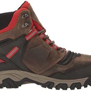 KEEN Men's Ridge Flex Mid Height Waterproof Hiking Boots, Dark Olive/Ketchup, 10.5