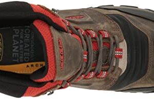 KEEN Men's Ridge Flex Mid Height Waterproof Hiking Boots, Dark Olive/Ketchup, 10.5