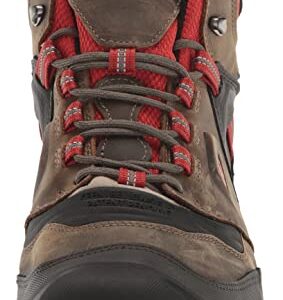 KEEN Men's Ridge Flex Mid Height Waterproof Hiking Boots, Dark Olive/Ketchup, 10.5