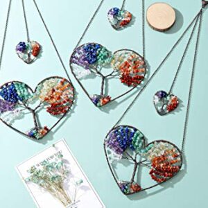 JOVIVI Double Heart Tree of Life Hanging Ornament 7 Chakra Reiki Healing Crystals Stones Gemstone Meditation Window Wall Hanger for Feng Shui Yoga Home Indoor Decor