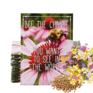 american meadows wildflower seed packets ''bee the change'' party favors (pack of 20) - pollinator wildflower seed mix to attract hummingbirds, bees, and butterflies, party favor for any occasion