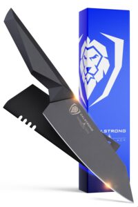 dalstrong chef knife - 6 inch - shadow black series - black titanium nitride coated - razor sharp kitchen knife - high carbon 7cr17mov-x vacuum treated steel - sheath - chef's knife - nsf certified