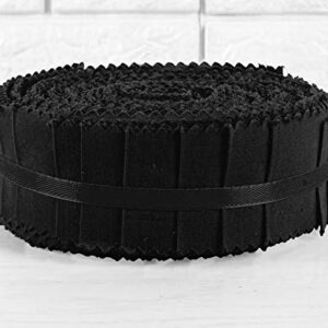 Soimoi 40Pcs Solid Black Precut Fabrics Strips Roll Up 1.5 Inches Cotton Jelly Rolls for Quilting