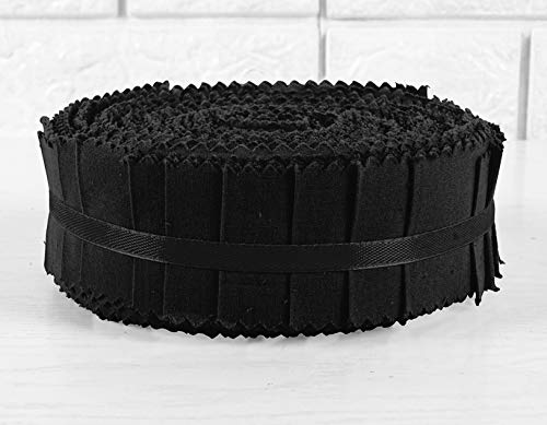 Soimoi 40Pcs Solid Black Precut Fabrics Strips Roll Up 1.5 Inches Cotton Jelly Rolls for Quilting