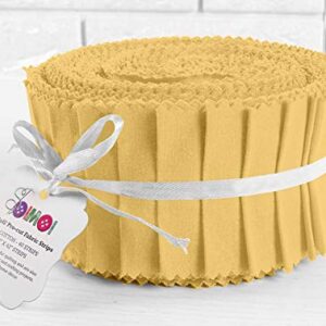 Soimoi 40Pcs Solid Goldenrod Precut Fabrics Strips Roll Up 2.5 Inches Cotton Jelly Rolls for Quilting