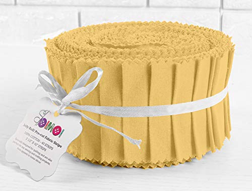 Soimoi 40Pcs Solid Goldenrod Precut Fabrics Strips Roll Up 2.5 Inches Cotton Jelly Rolls for Quilting