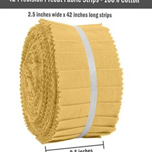 Soimoi 40Pcs Solid Goldenrod Precut Fabrics Strips Roll Up 2.5 Inches Cotton Jelly Rolls for Quilting