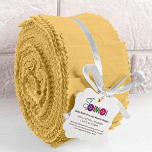 Soimoi 40Pcs Solid Goldenrod Precut Fabrics Strips Roll Up 2.5 Inches Cotton Jelly Rolls for Quilting