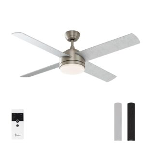 warmiplanet ceiling fan with led light and remote control, brushed motor, 52-inch (4-blades)