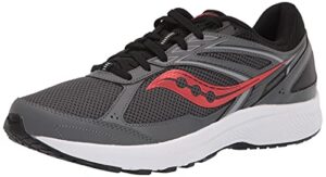 saucony men's cohesion 14 road running shoe, charcoal/flame, 11