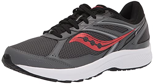 Saucony Men's Cohesion 14 Road Running Shoe, Charcoal/Flame, 11