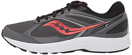 Saucony Men's Cohesion 14 Road Running Shoe, Charcoal/Flame, 11