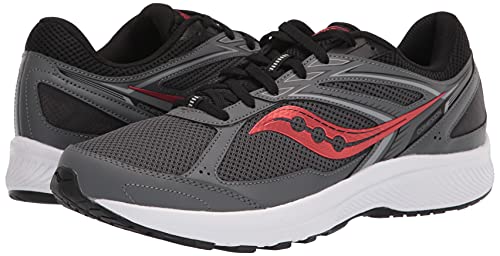 Saucony Men's Cohesion 14 Road Running Shoe, Charcoal/Flame, 11